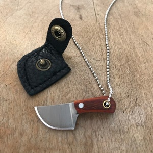 Miniature Butcher Cleaver Knife Necklace - Mini 3/4" Steel Blade Wood ...