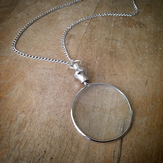 Silver Monocle Magnifying Glass Necklace Silver Toned Brass - Etsy