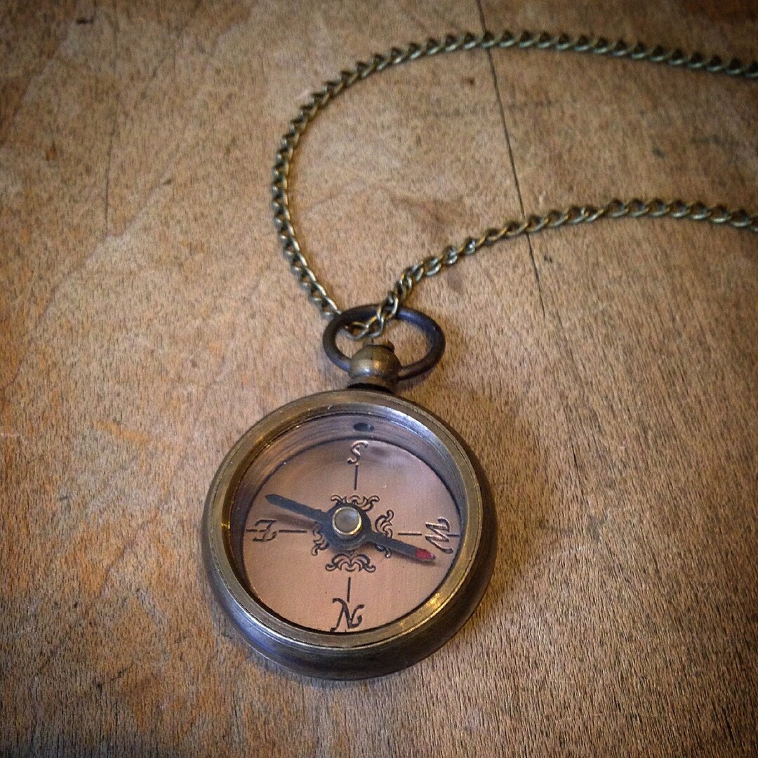 Miniature Compass Necklace Antique Bronze High Quality Mini Vintage ...