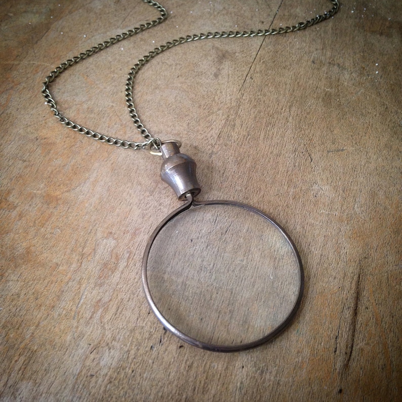 Dark Antique Bronze Monocle Magnifying Glass Necklace - Brass/bronze ...