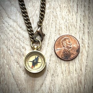 Vintage Style Tiny Miniature Compass Necklace - Antique Brass - Charm ...
