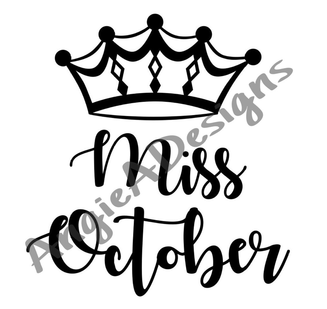 Miss October With Crown SVG | Etsy