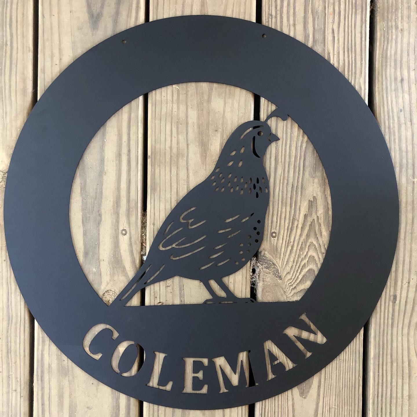LARGE Quail Sign with Family Name Door Hanger Country | Etsy