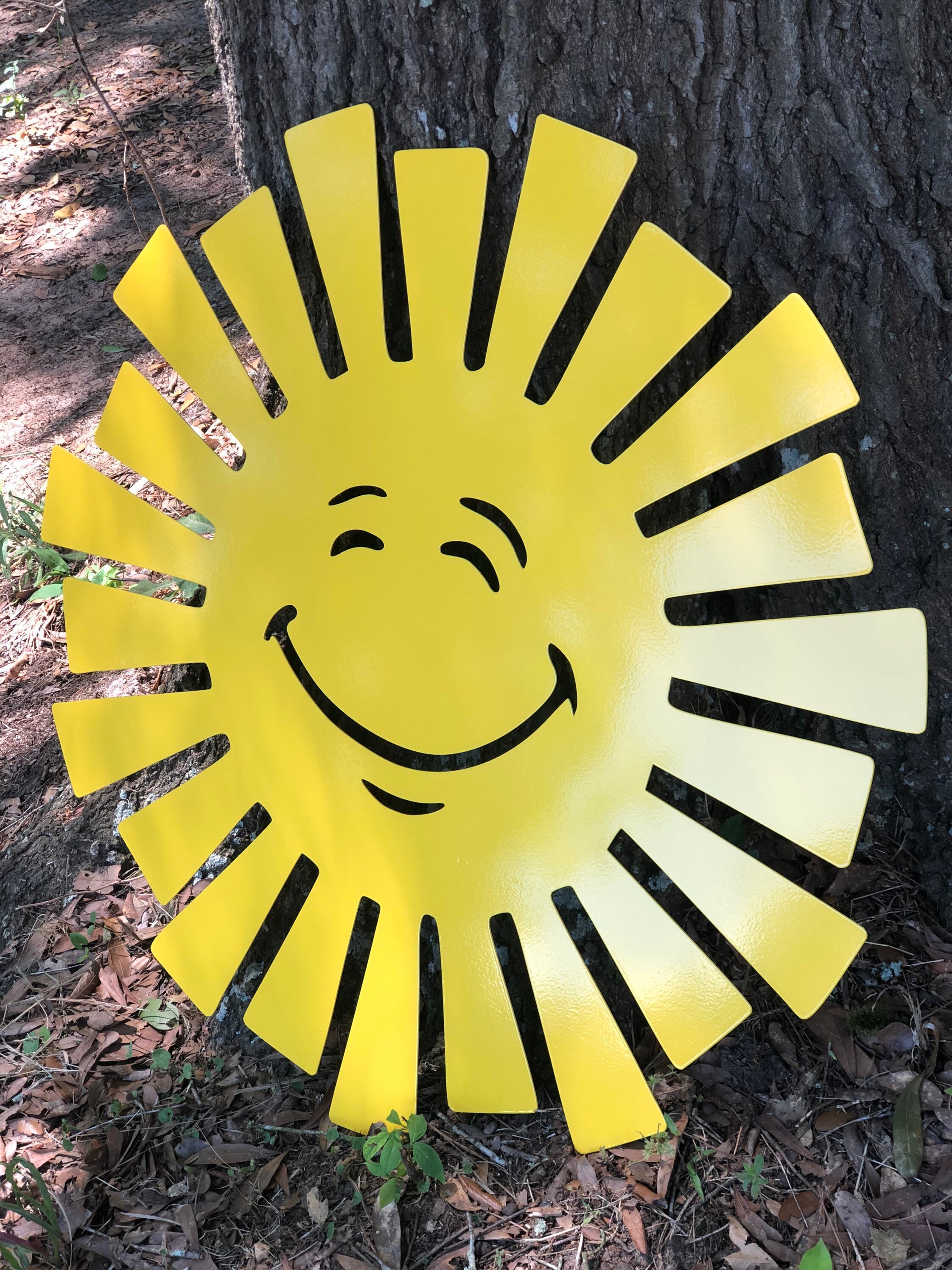 Metal Happy Sun Pool Sign LARGE {indoor/outdoor}, Spring, Summer, Pool ...