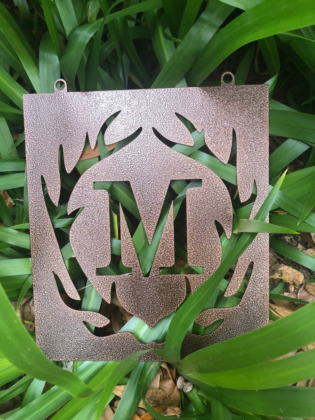 Metal Antler Monogrammed Garden Flag, Rustic Yard Art - Etsy