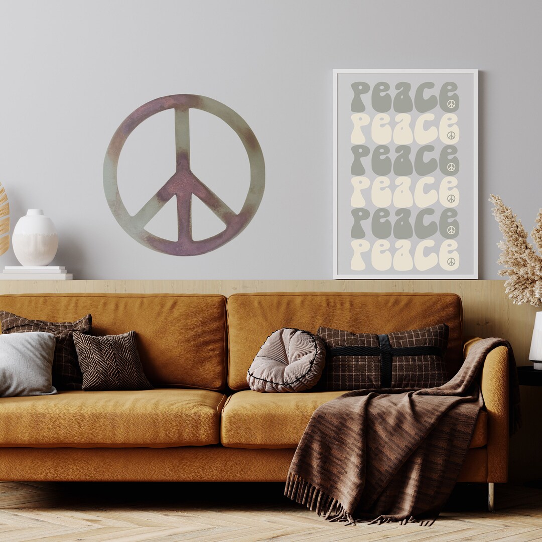 Patina Peace: Metal Peace Sign Wall Art - Etsy