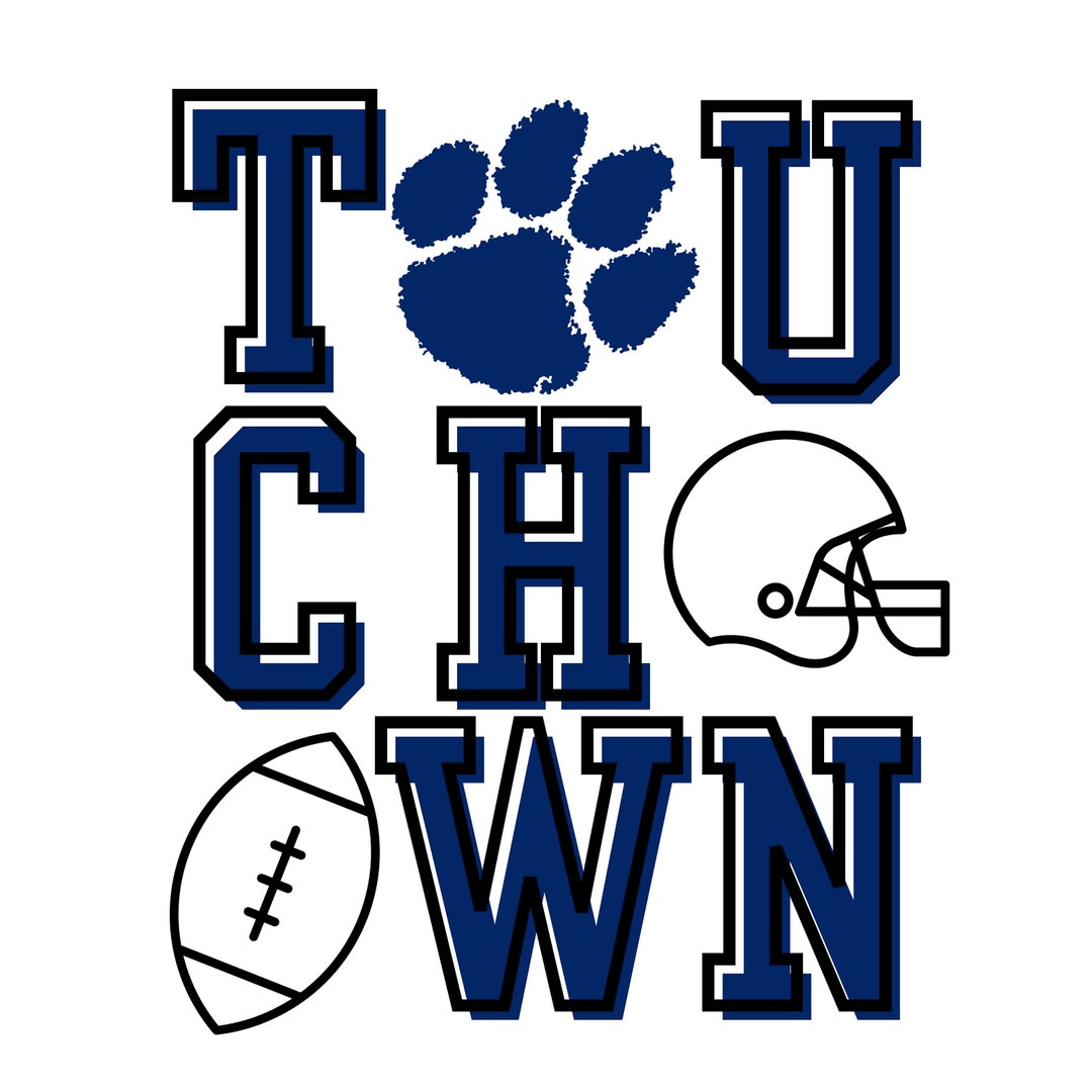 Touchdown Royal Blue Paw Print Football PNG & SVG Files {sublimation ...