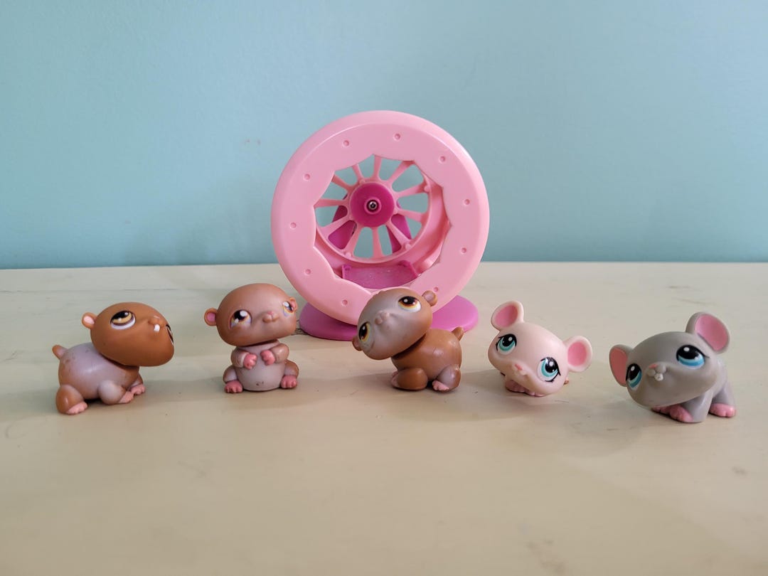 Vintage Littlest Pet Shop LPS Choice Hamsters Mice and Hamster Wheel ...