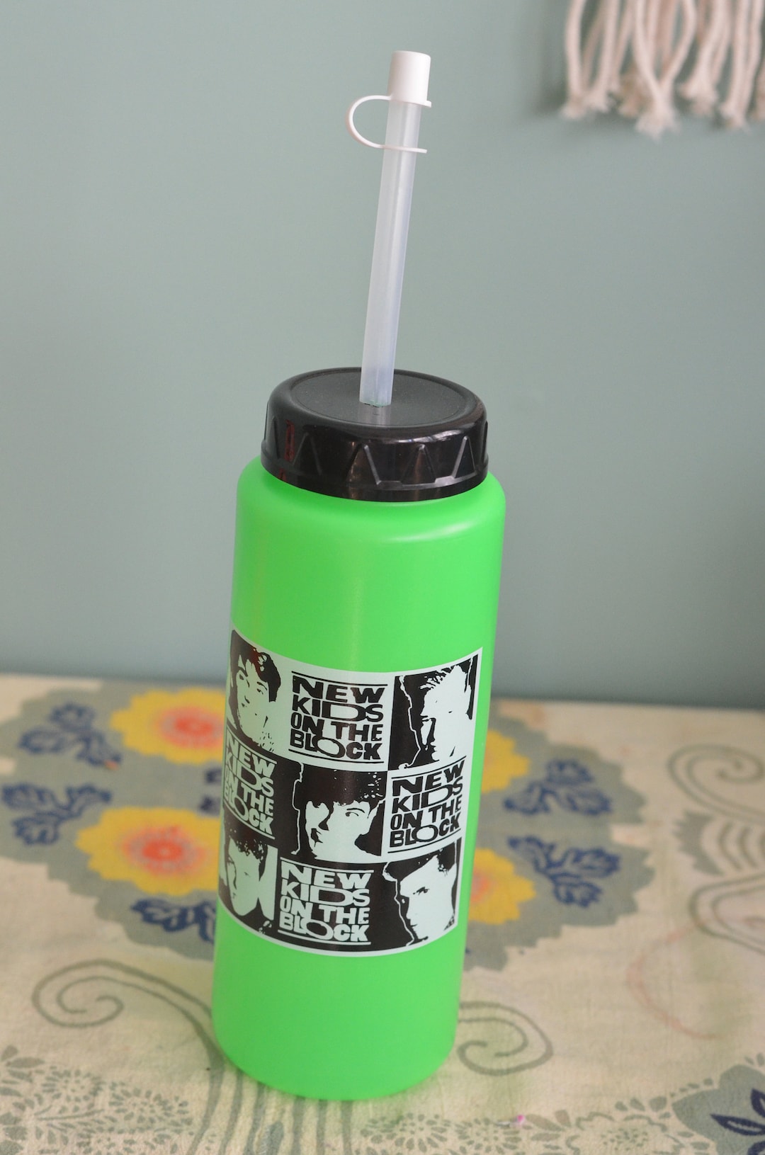 Vintage 80s New Kids on the Block NKOTB Green Plastic Water Bottles Big ...