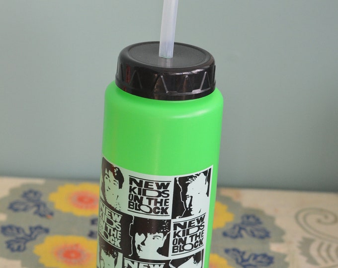 Vintage 80s New Kids on the Block NKOTB Green Plastic Water Bottles Big ...