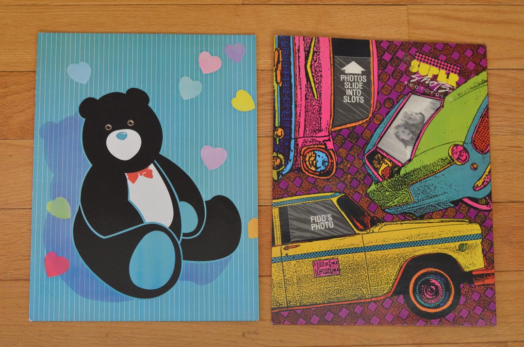 Vintage 80s Mead Portfolio Folders: Teddy Bear & Super Shots - Etsy