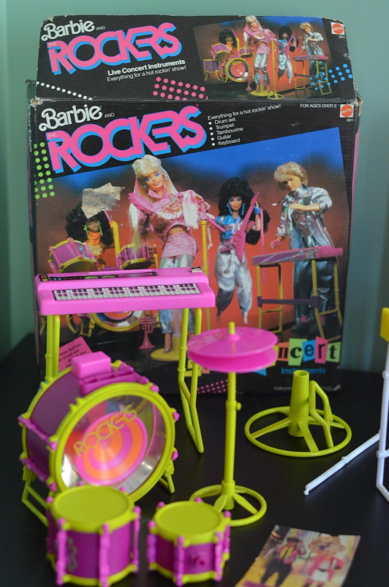Vintage 80s Barbie and the Rockers Playsets Recording Studio and Live ...