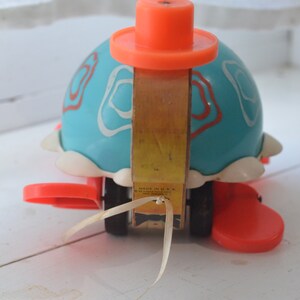 Vintage 60s Fisher Price Tip Toe Turtle Pull Toy #773 Musical Chiming ...
