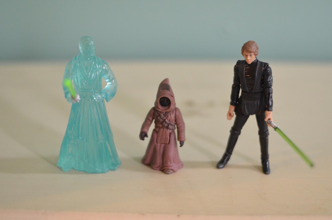 Vintage 90s-y2k Star Wars Action Figures Luke Skywalker Ghost Obi Wan ...