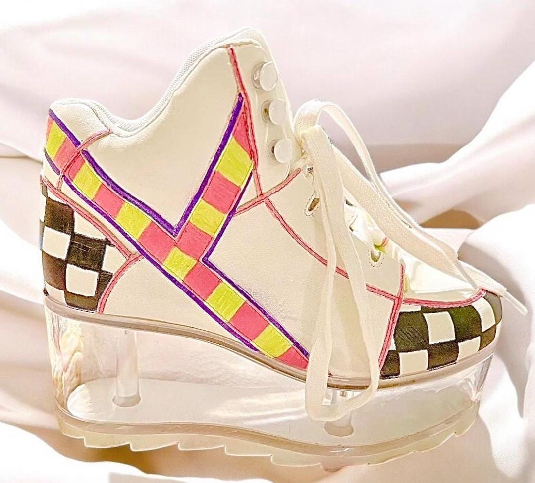 Women's SIZE 7……custom……..hand Painted Fillable Platform Sneakers. New ...