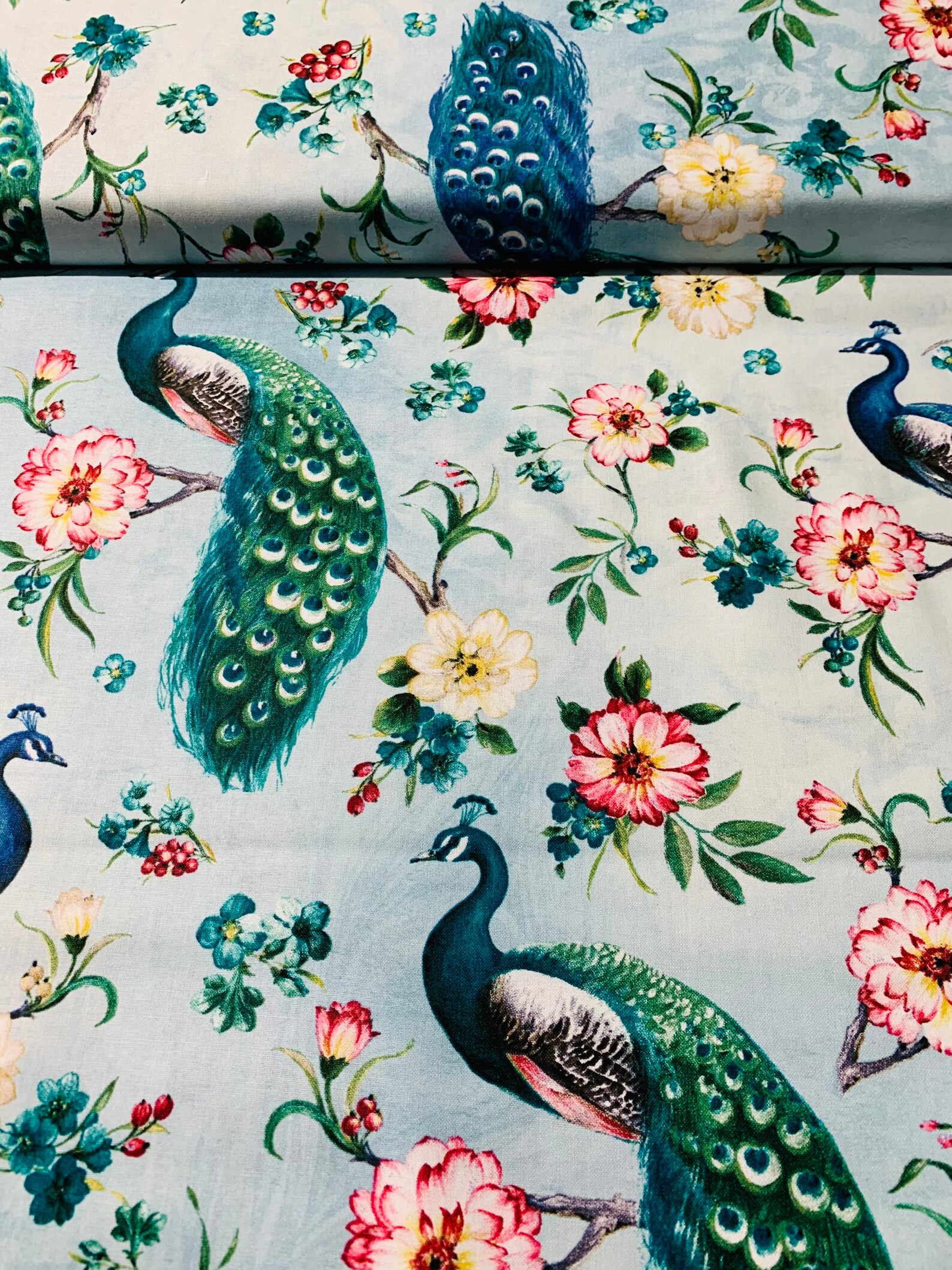 Gorgeous Light Blue Peacock Fabric.....1/2 yard of a 44 Wide | Etsy