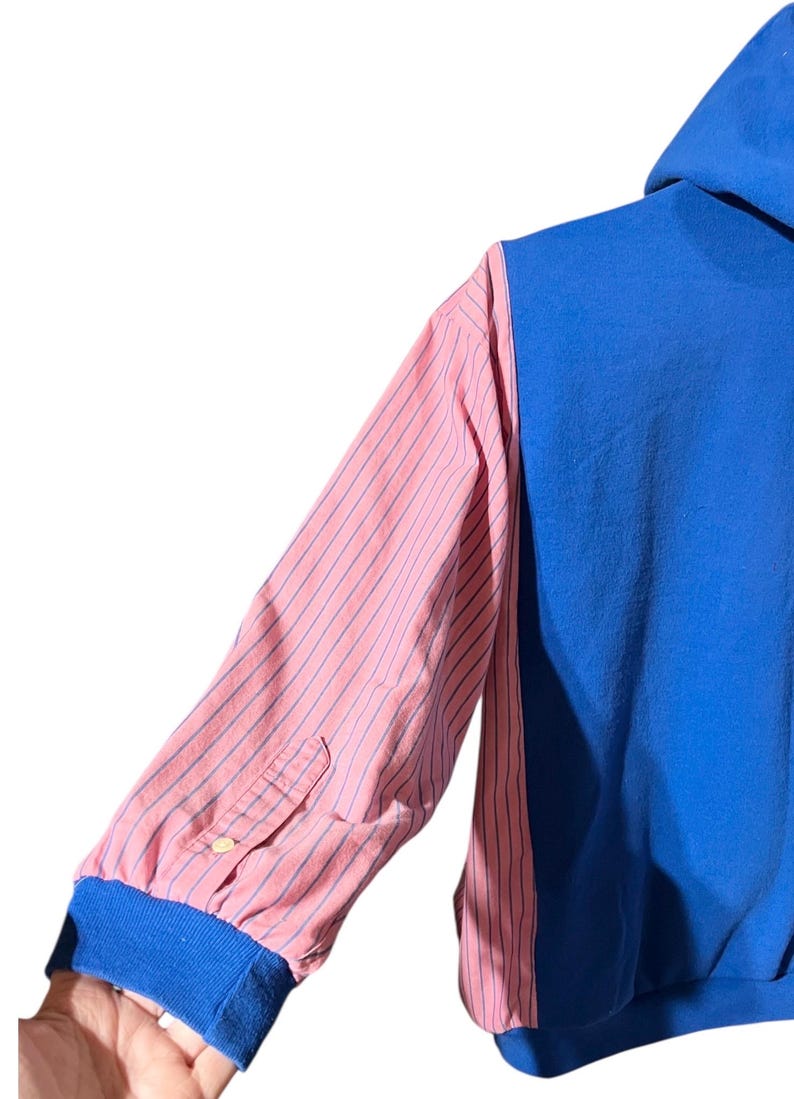 Upcycled Hoodie Large/1xl.........winnie the Pooh Royal Blue and Pink ...