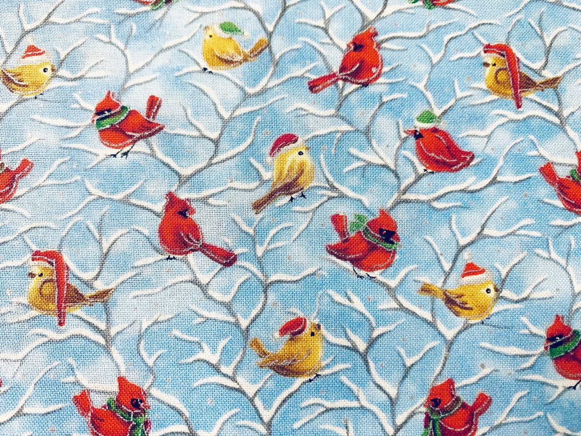 Christmas Cardinal Bird Fabric.....1/2 yard of a 44 Wide 100% | Etsy
