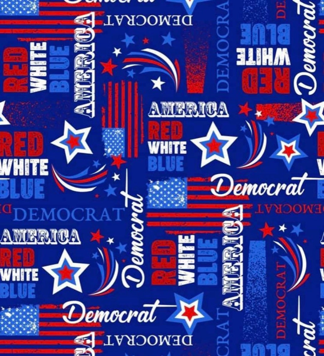 DEMOCRAT Fabric..1 YARD Patriotic Fabric 44 Wide 100% Cotton for ...