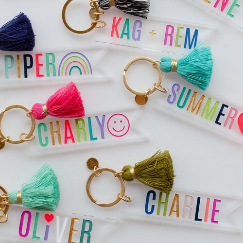 Personalized Name Keychain Custom Tassel Clear Keychain - Etsy Personalized Name Keychain Custom Tassel Clear Keychain - Etsy