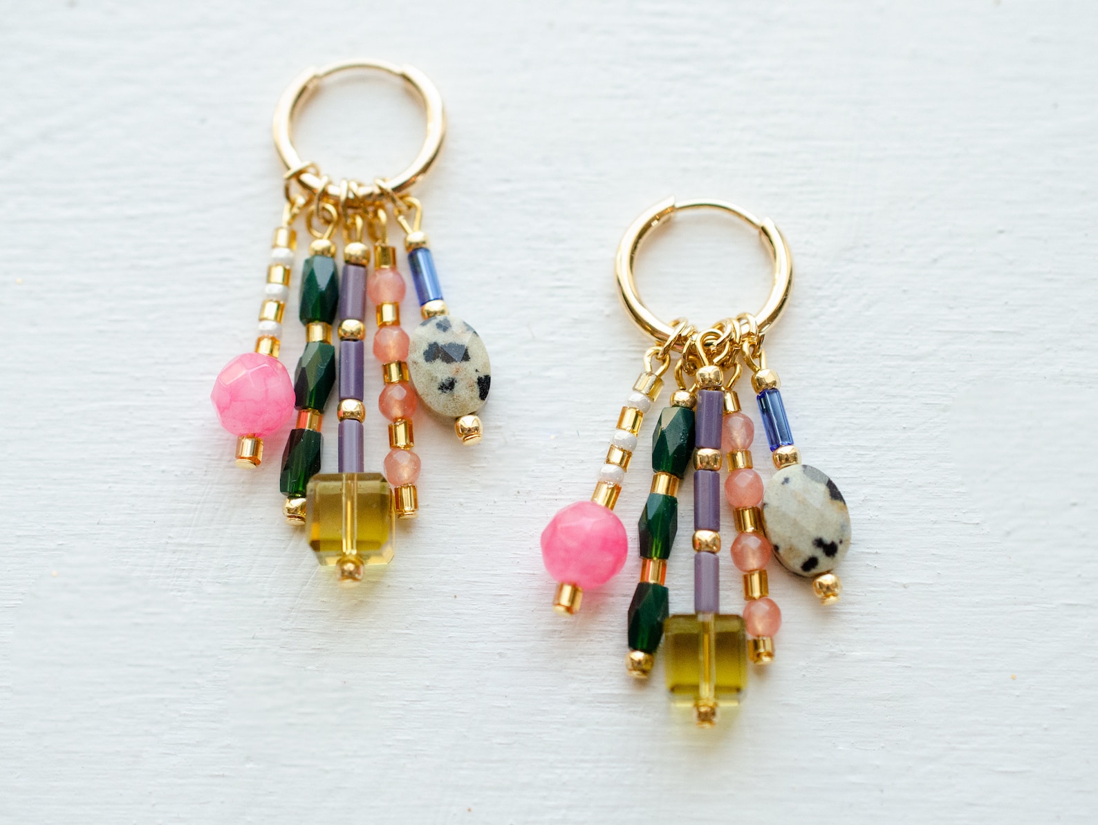 Colorful Dangle Earrings Beaded Charm Earrings Colorful Hoop - Etsy