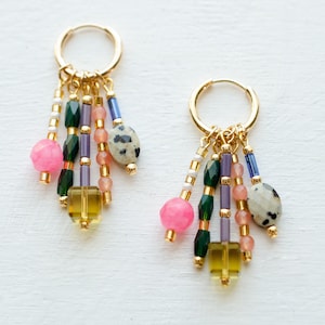Colorful Dangle Earrings, Beaded Charm Earrings, Colorful Hoop Earrings ...