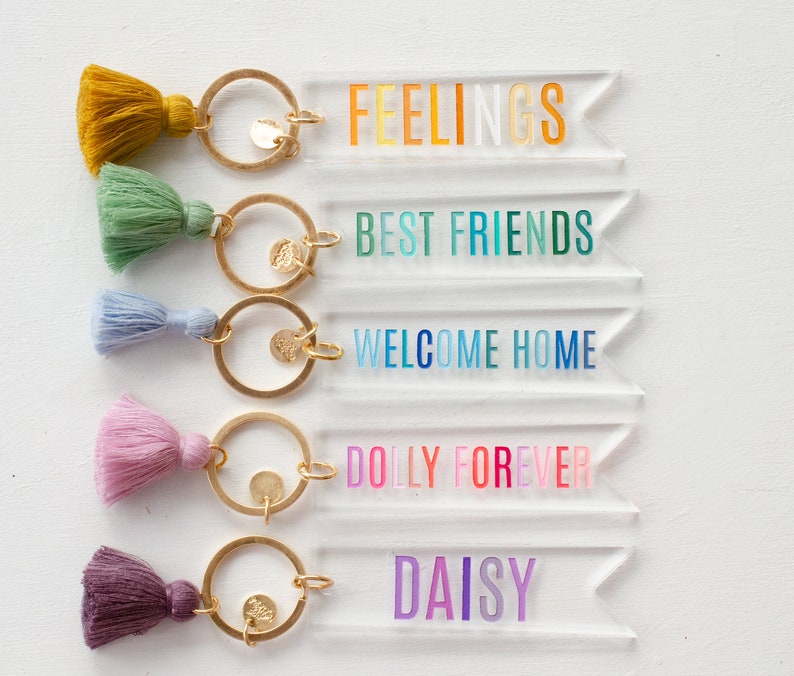 Personalized Name Keychain Custom Tassel Clear Keychain - Etsy