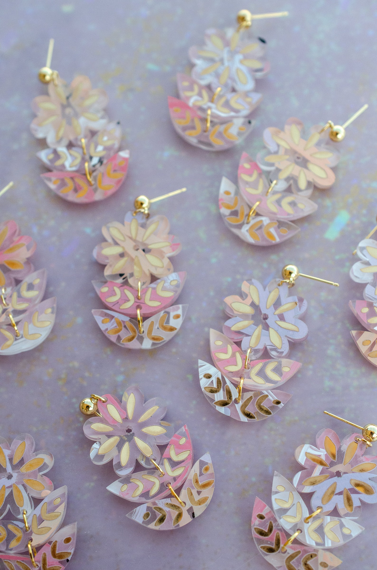 Pink Flower Dangle Earrings, Pastel Flower Earrings, Spring Jewelry ...