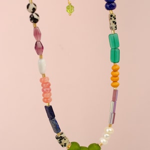 Colorful Beaded Necklace, Gemstone Beaded Necklace, Chunky Beaded ...