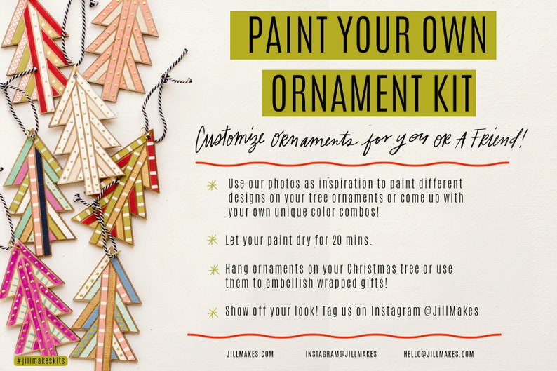 DIY Kit, Painting Kit, Christmastree Ornament, Craft Kit, Holiday Kit ...
