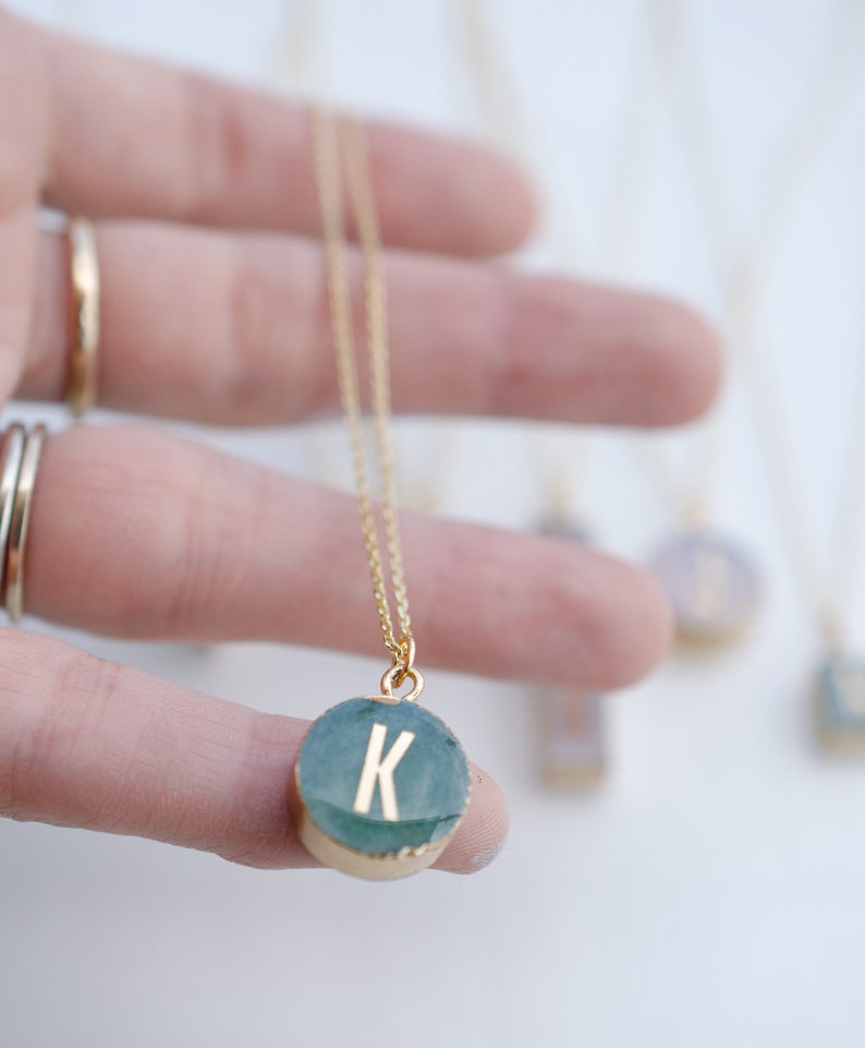 Personalized Initial Necklace Personalized Stone Necklace - Etsy