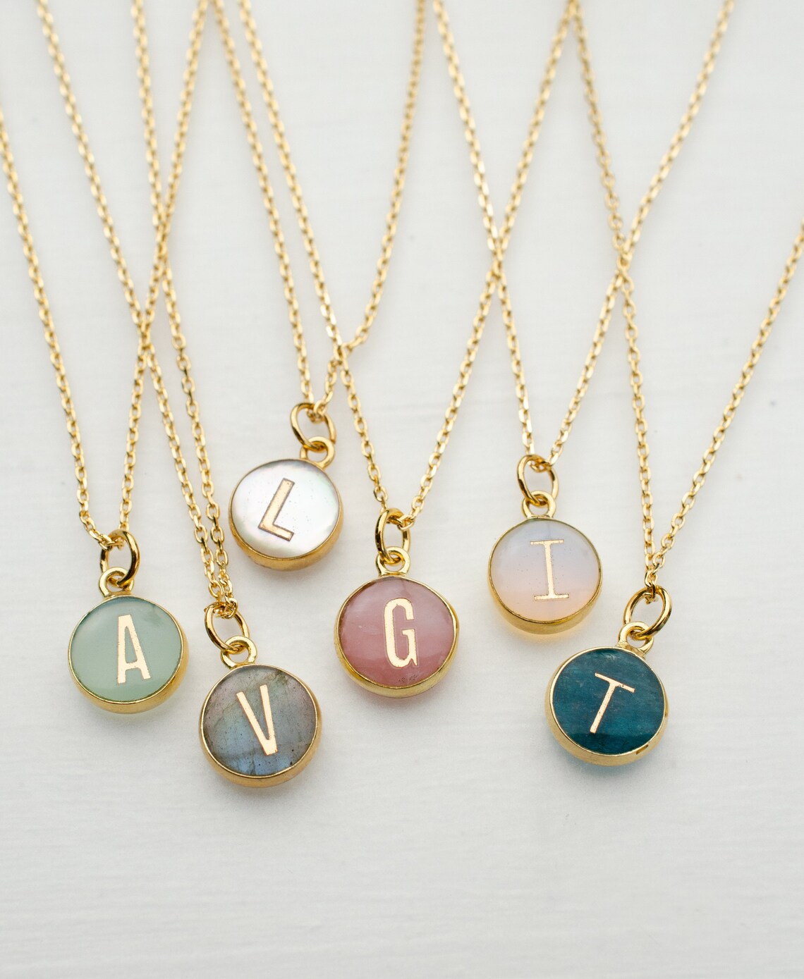 Round Initial Necklace Personalized Initial Necklace - Etsy