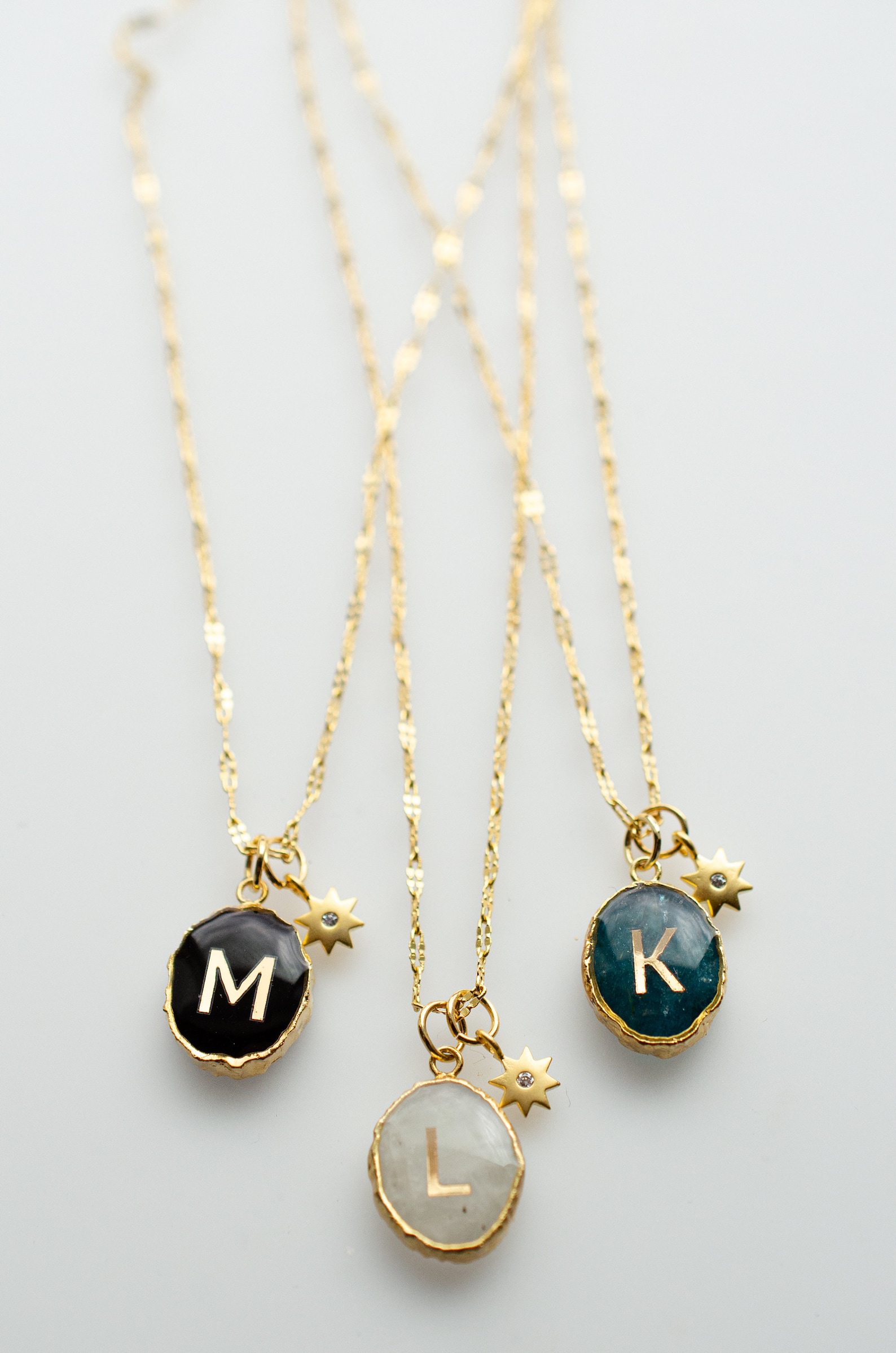 Initial Gemstone Charm Necklace Emerald Necklace Amethyst - Etsy