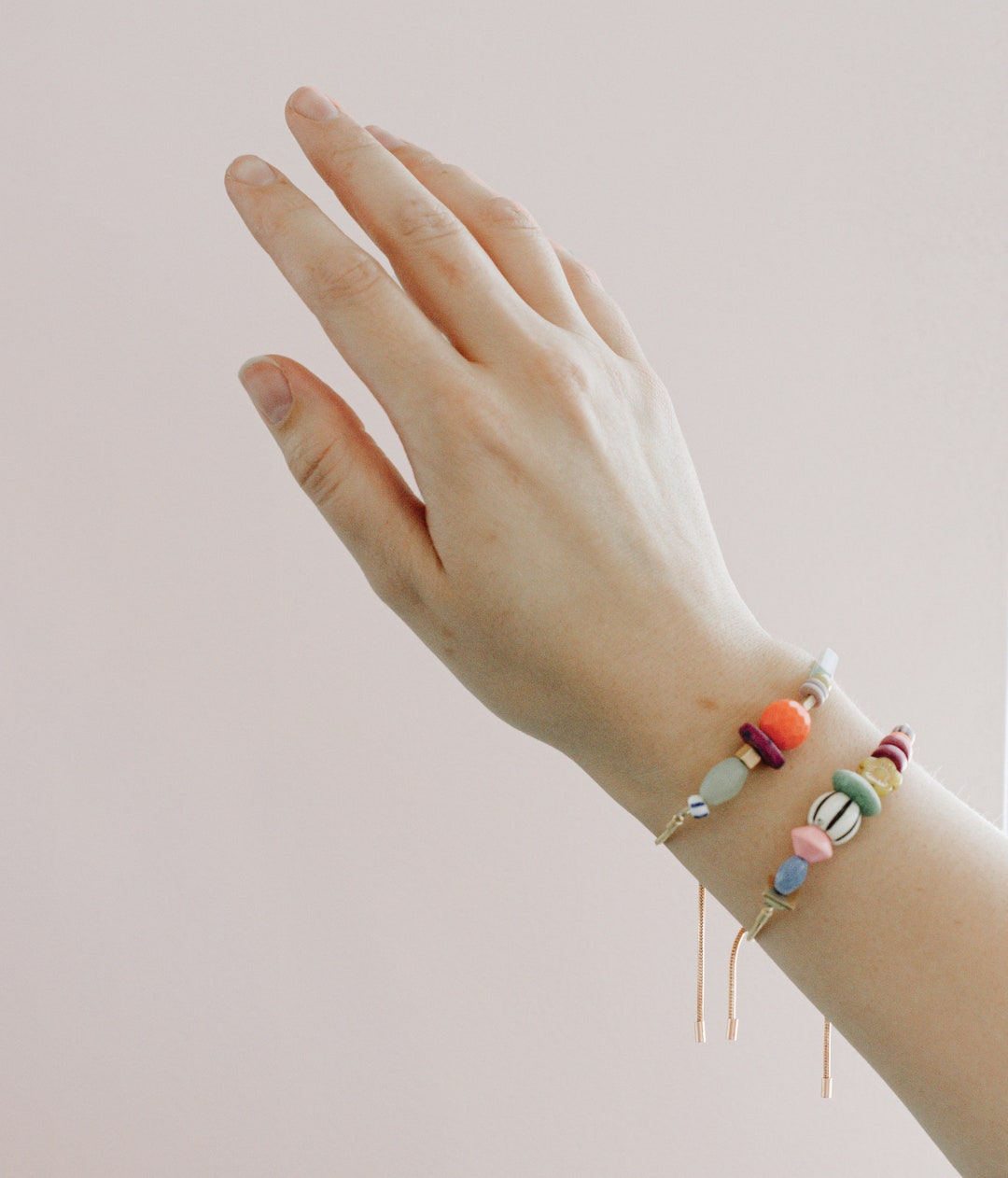 Colorful Beaded Bracelet, Gold Pull Bracelet, Gemstone Bracelet ...