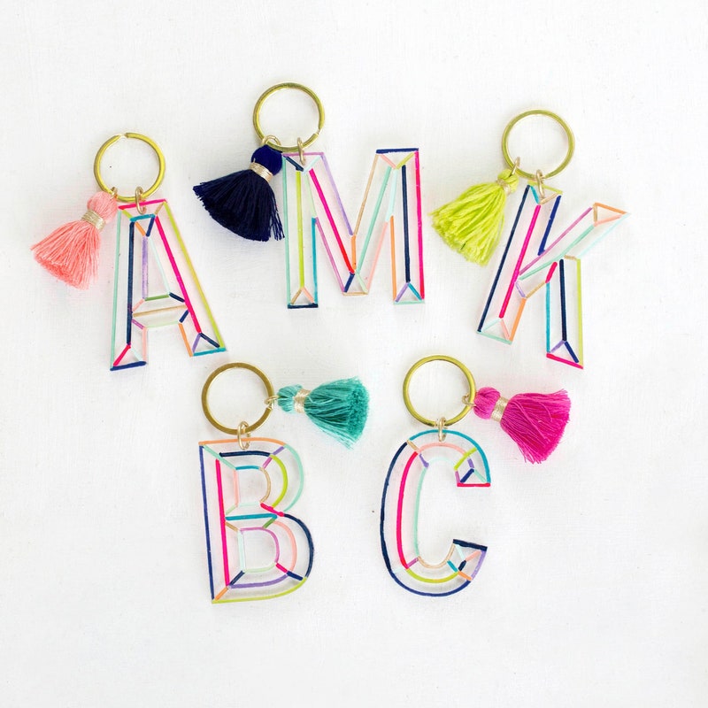 Letter Keychain - Etsy
