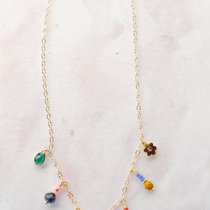 Pearl Initial Charm Necklace, Personalized Initial Necklace, Colorful ...