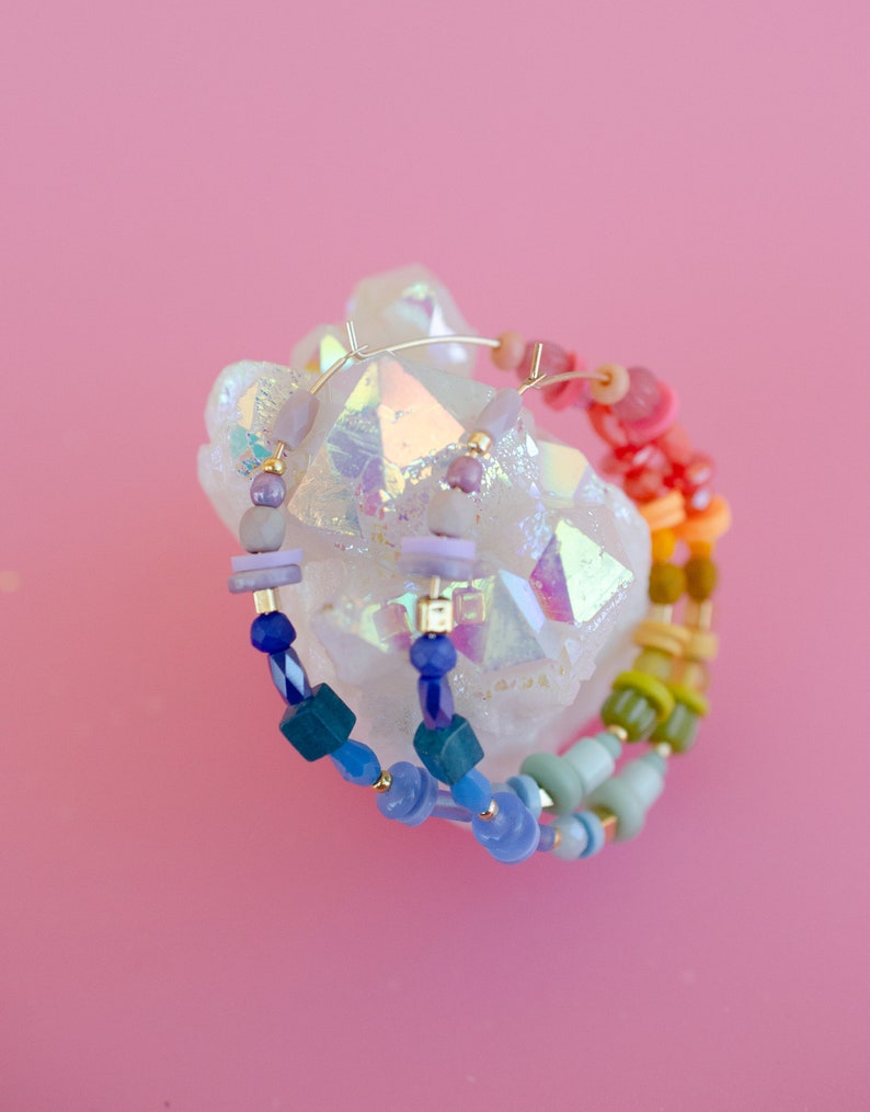 Colorful Seed Bead Earrings Gay Pride Jewelry Rainbow Beaded - Etsy