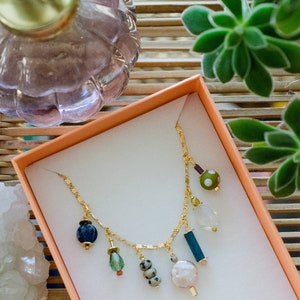 Colorful Statement Necklace, Colorful Charm Necklace, Layering Necklace ...