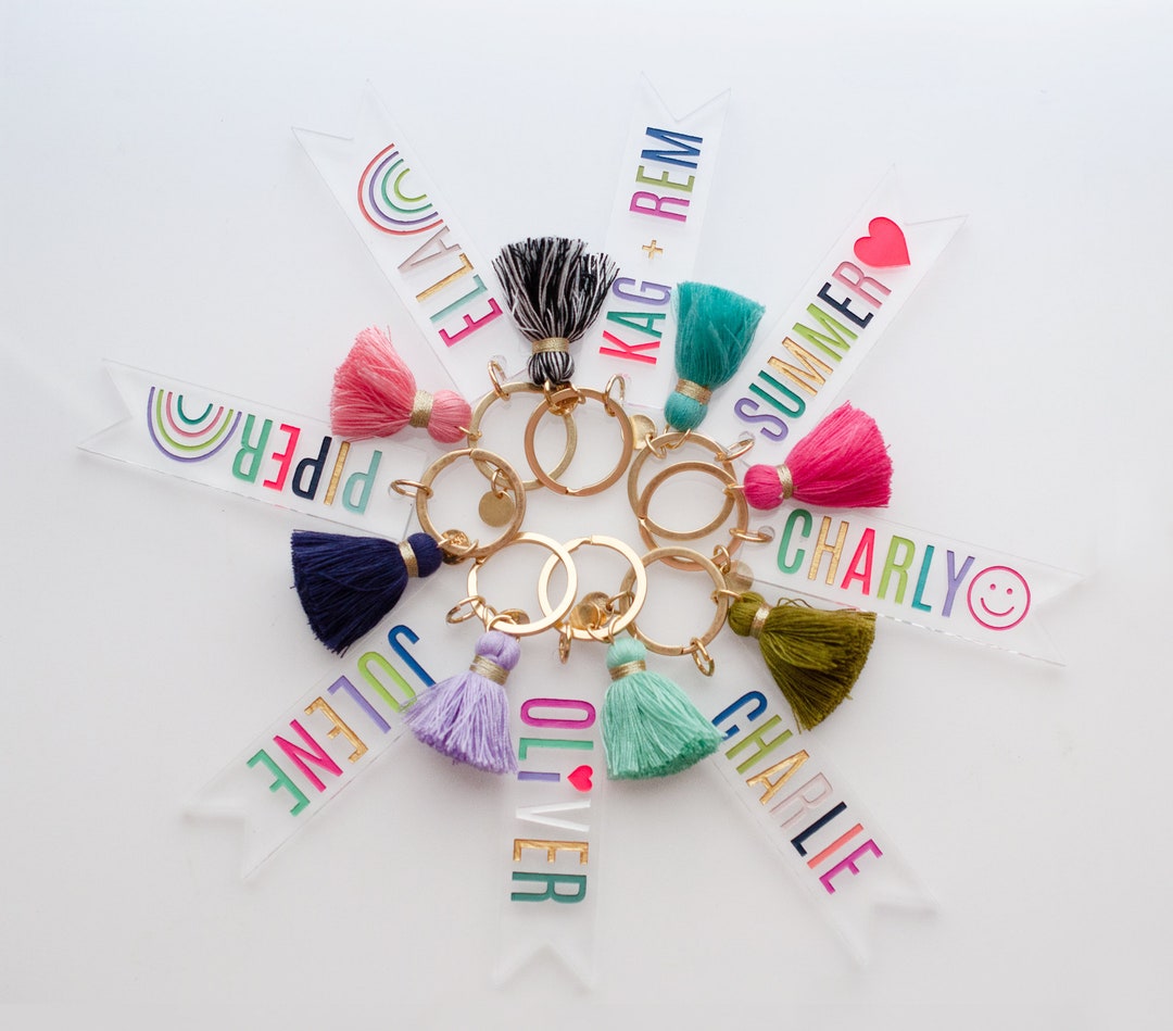 Personalized Name Keychain, Custom Name Tag, Colorful Tassel Keychain ...