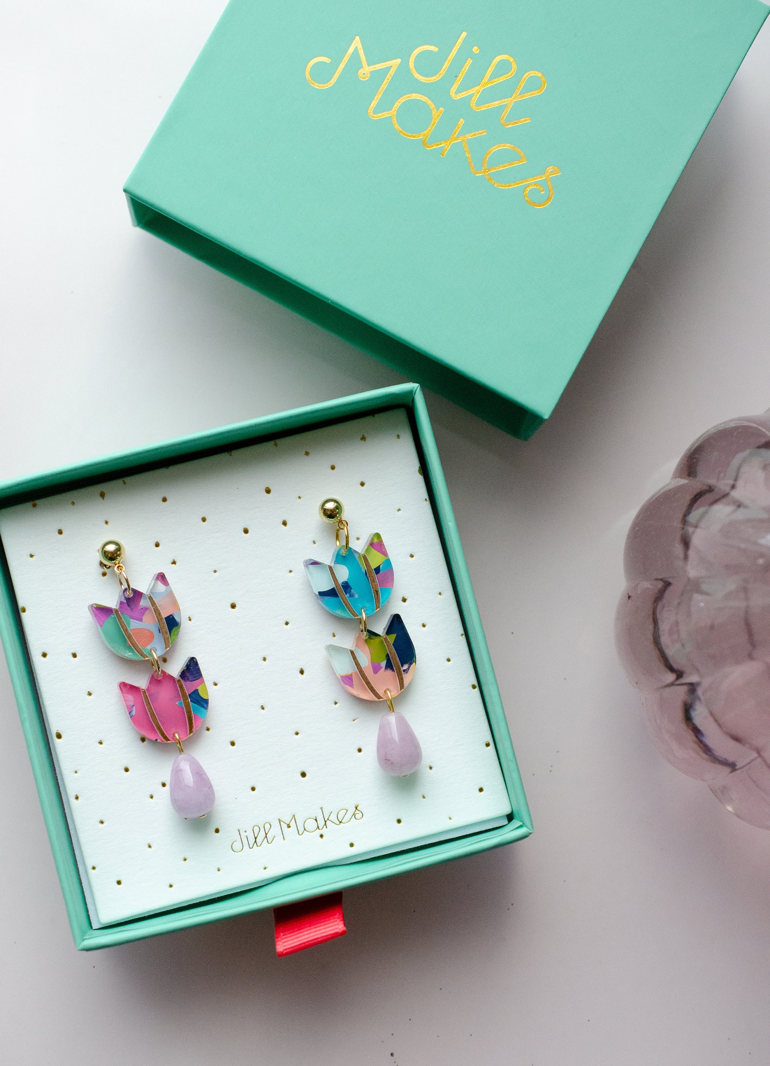 Colorful Flower Statement Earrings, Acrylic Earrings, Abstract, Floral ...