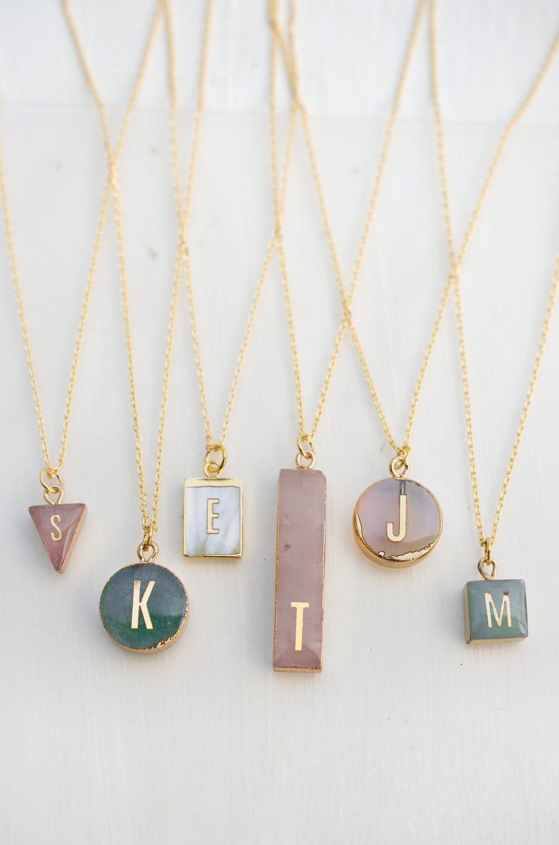 Personalized Initial Necklace Personalized Stone Necklace - Etsy