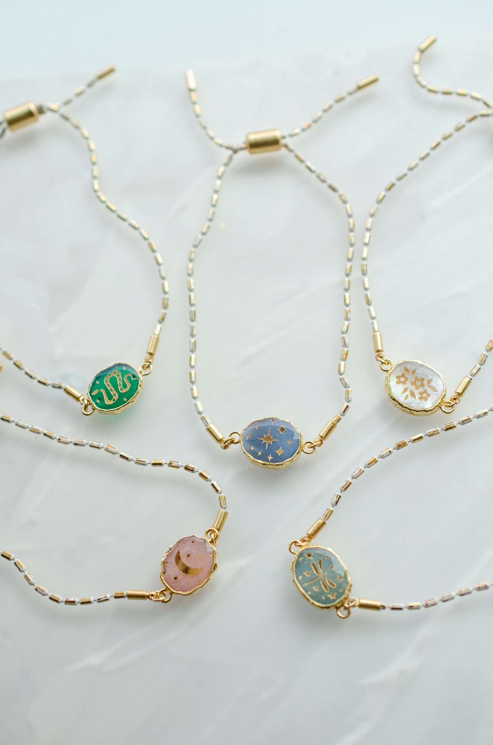 Gemstone Pull Tie Bracelet, Friendship Charm Bracelet, Natural Stone ...