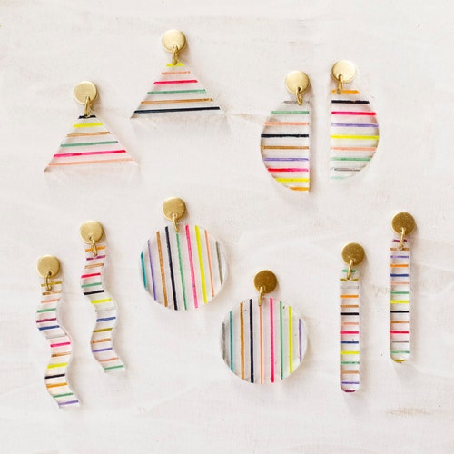 Modern Acrylic Stripe Statement Earrings Gift for Her Clear - Etsy