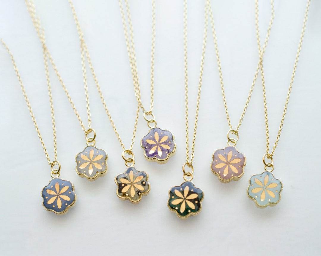 Flower Gemstone Necklace, Amethyst Necklace, Floral Necklace ...