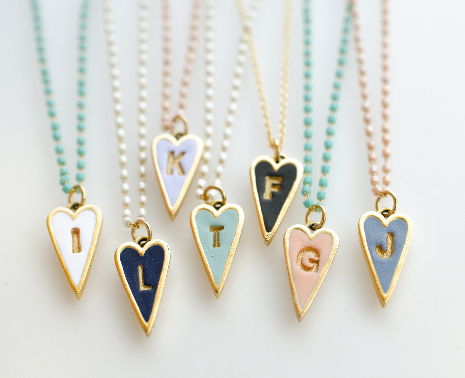 Heart Initial Necklace Valentines Day Jewelry Personalized - Etsy