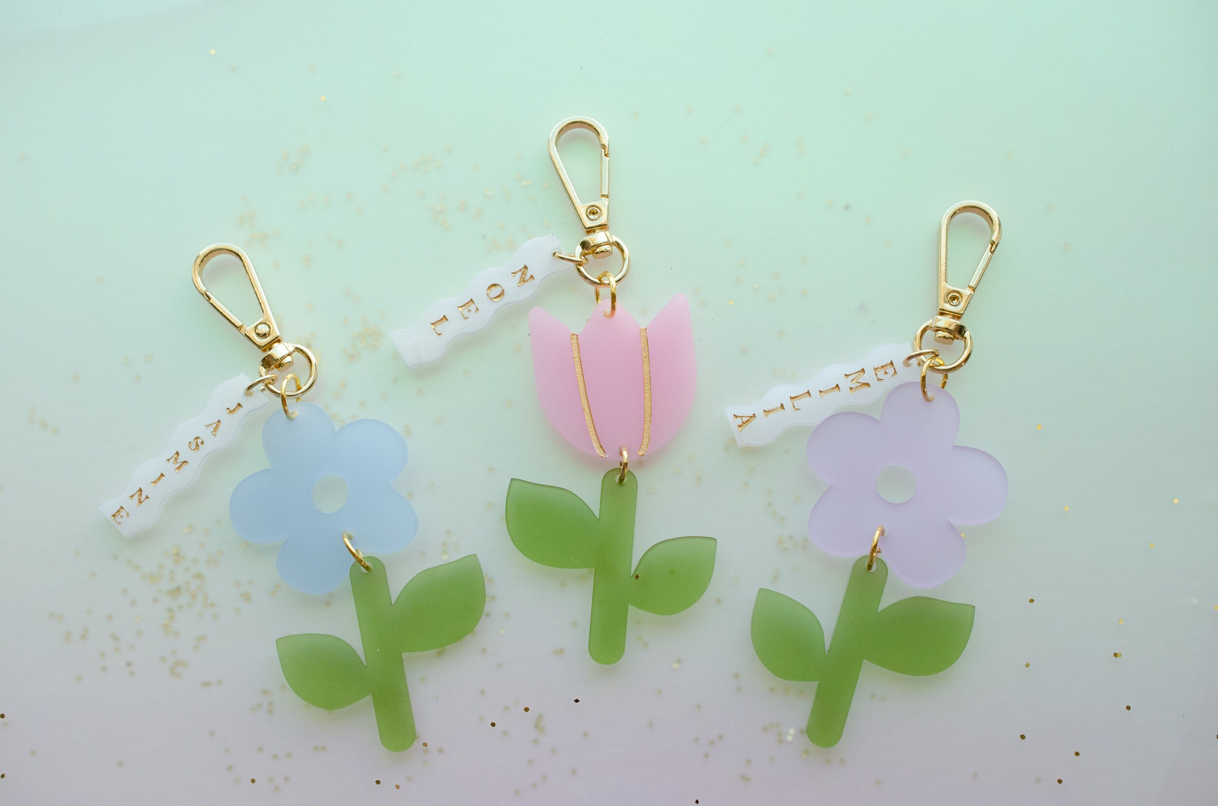 Personalized Flower Keychain Custom Name Keychain Easter - Etsy