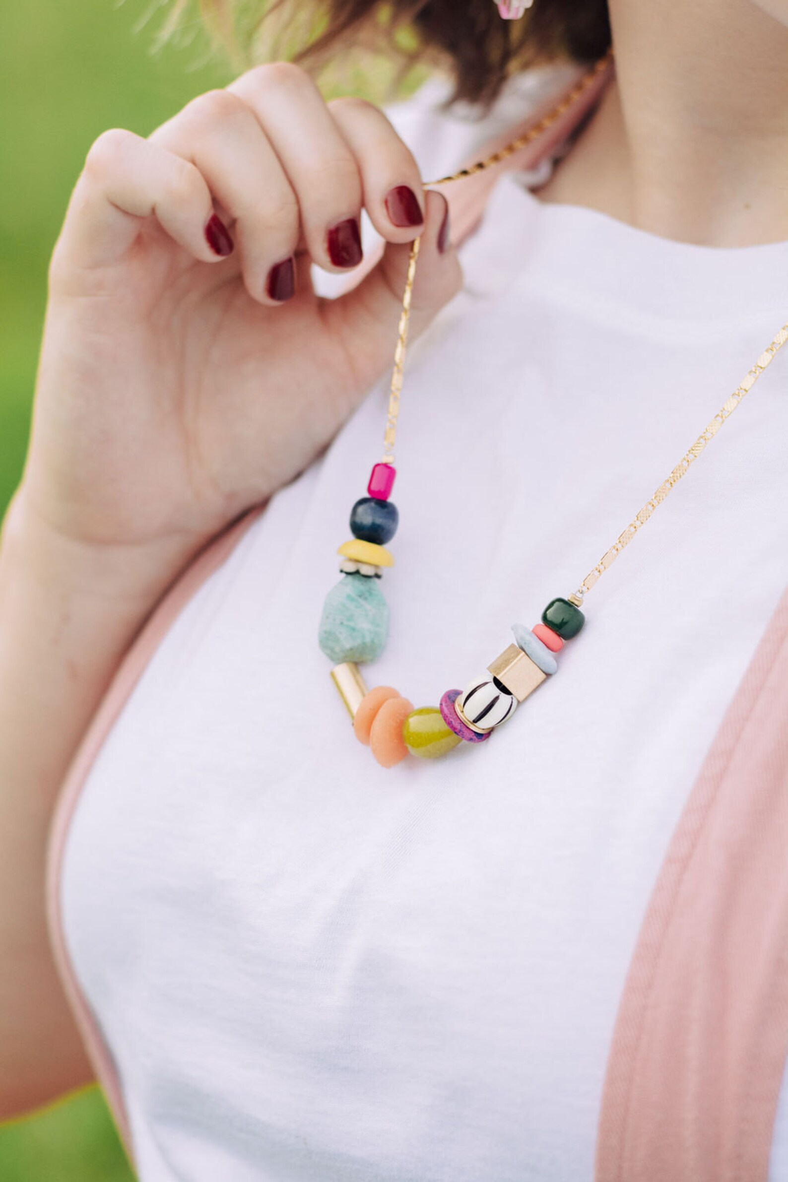 Beaded Statement Necklace Colorful Beaded Necklace Beaded - Etsy