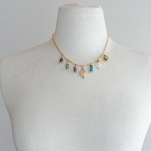 Colorful Statement Necklace, Colorful Charm Necklace, Layering Necklace ...