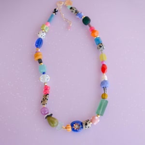 Colorful Statement Beaded Necklace, Handmade Multicolored Necklace ...