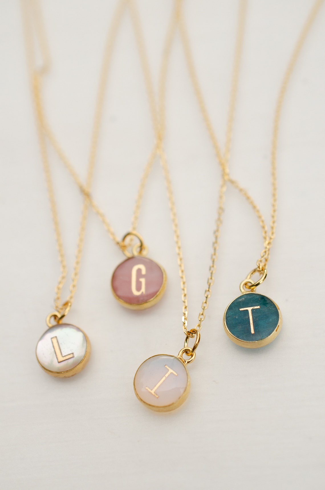 Round Initial Necklace Personalized Initial Necklace - Etsy